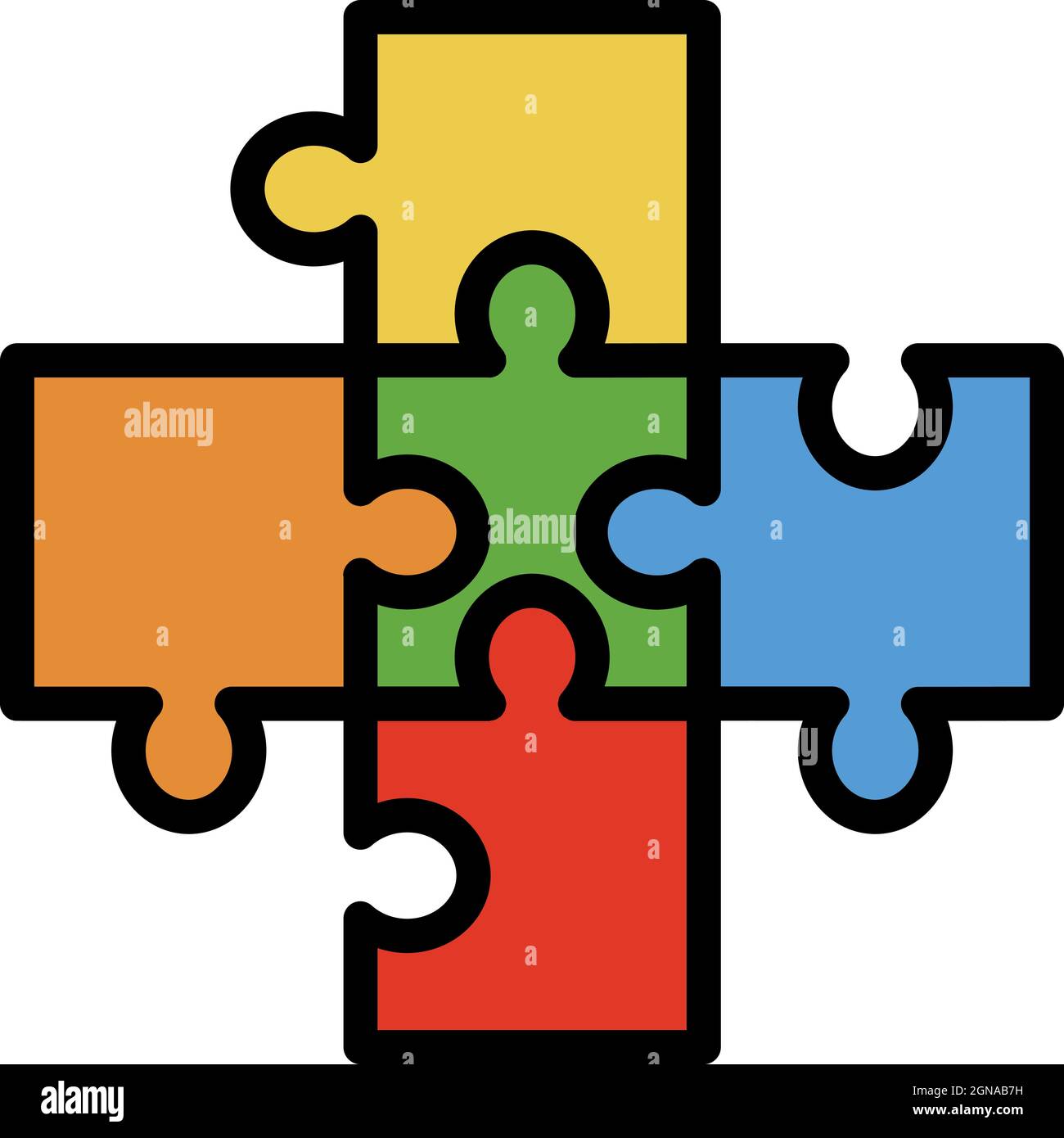 Cross puzzle icon. Outline cross puzzle vector icon color flat isolated ...