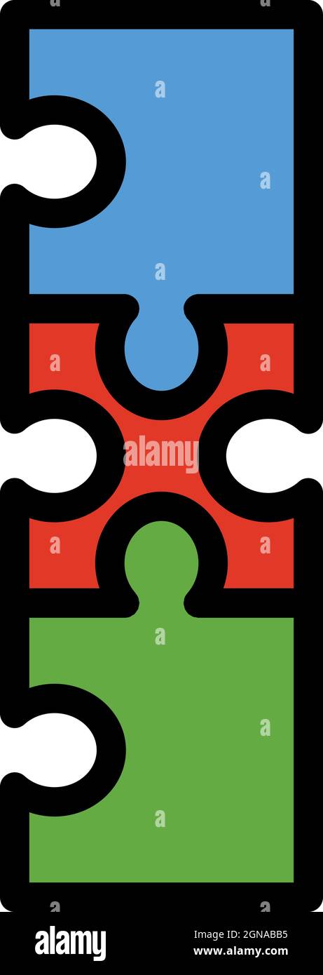 Puzzle strategy icon. Outline puzzle strategy vector icon color flat ...