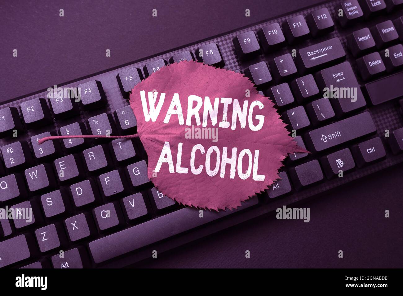 Text sign showing Warning Alcohol. Business concept messages appear on ...