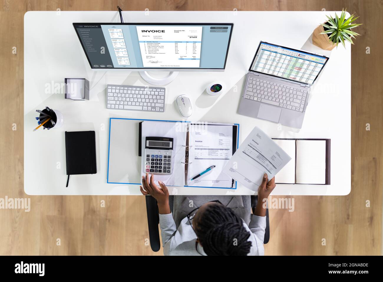Accountant Using Electronic Invoice Or Bill In Cloud Stock Photo - Alamy