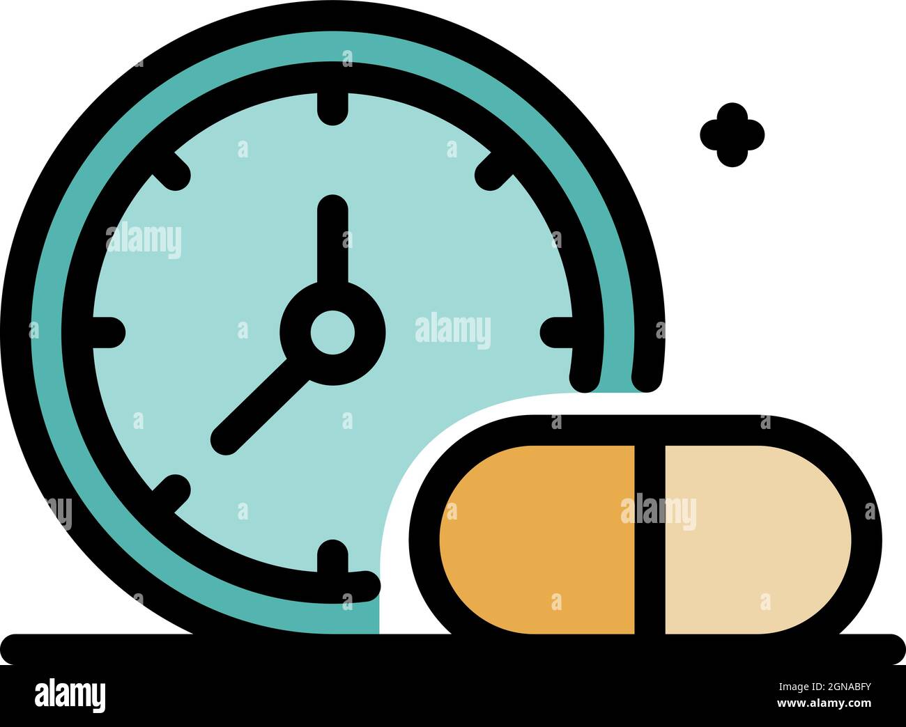 Medication time icon. Outline medication time vector icon color flat ...