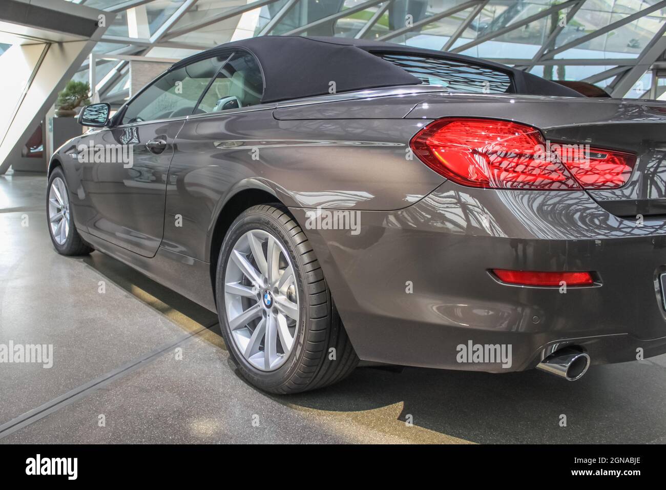 BMW 640 coupe convertible in the BMW museum showroom. Germany, Munich ...