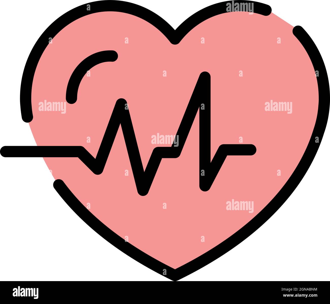 Heart rate icon. Outline heart rate vector icon color flat isolated ...