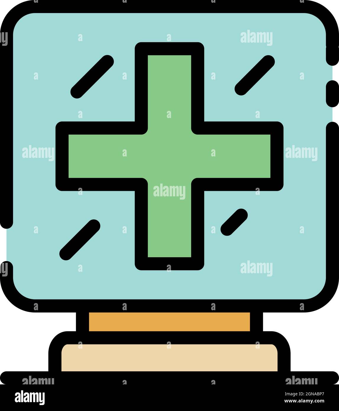 Pharmacy sign icon. Outline pharmacy sign vector icon color flat ...