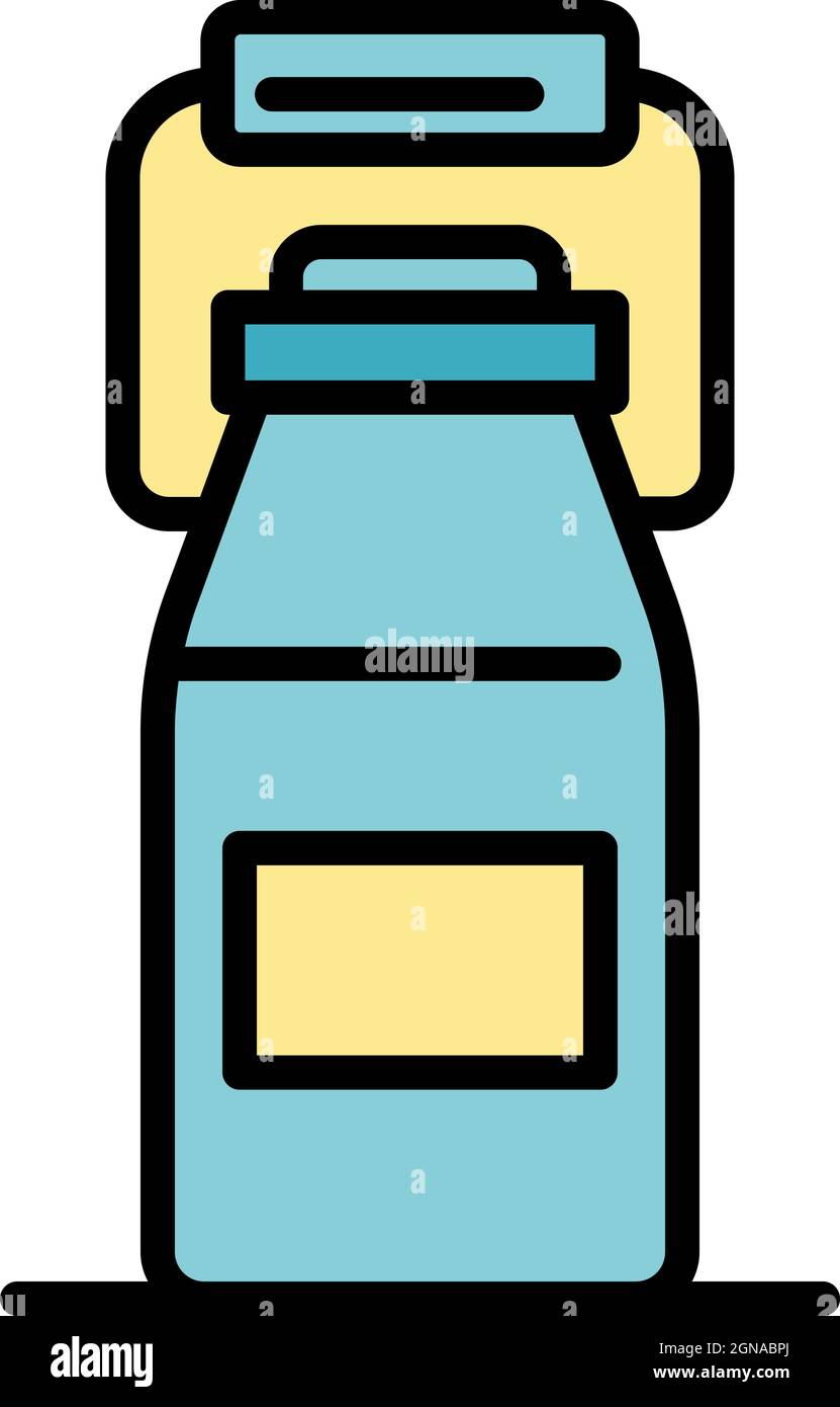 Bottle of kefir icon. Outline bottle of kefir vector icon color flat ...