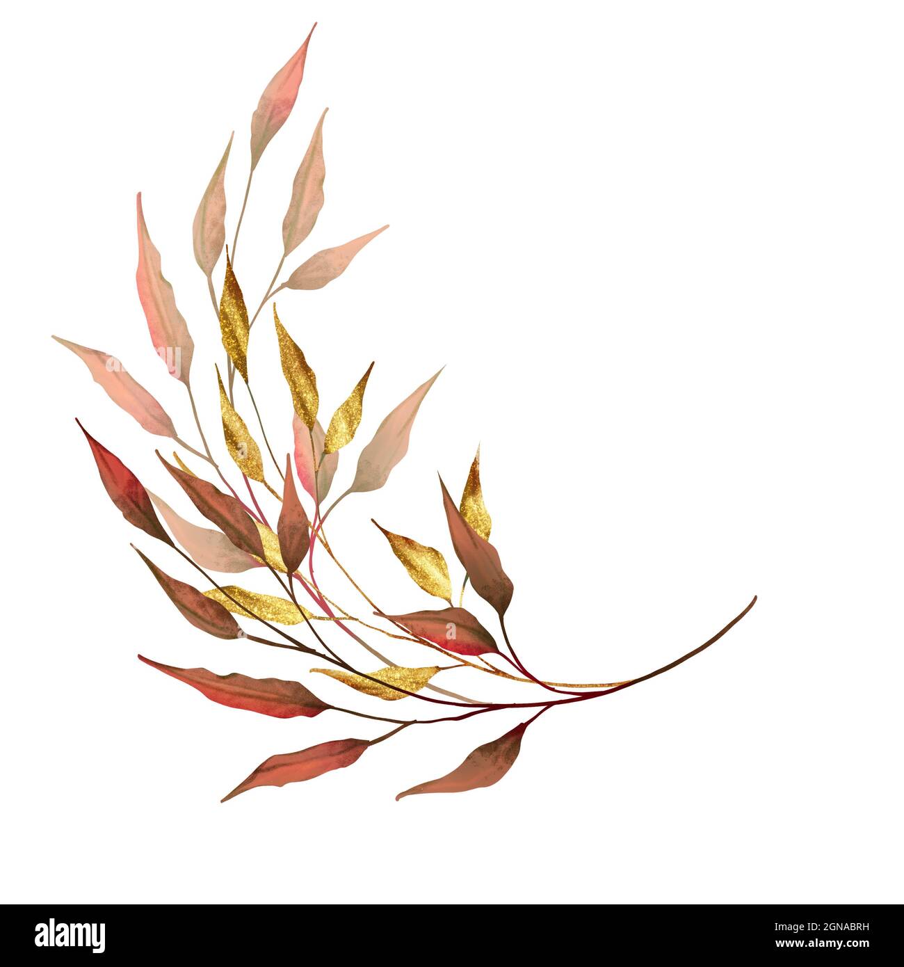 Composition of red and gold leaves. Isolated on white Stock Photo - Alamy