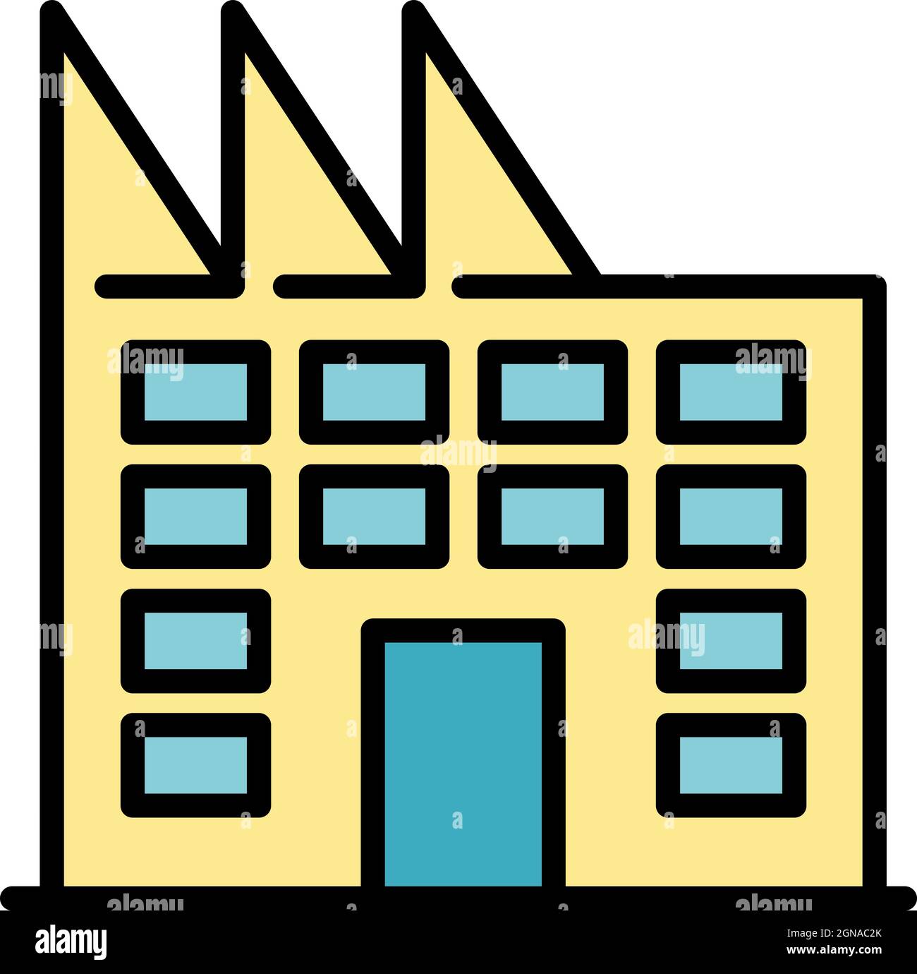 Factory building icon. Outline factory building vector icon color flat ...