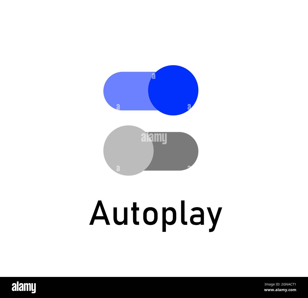 Autoplay toggle switch isolated on white background, blue toggle switch ...