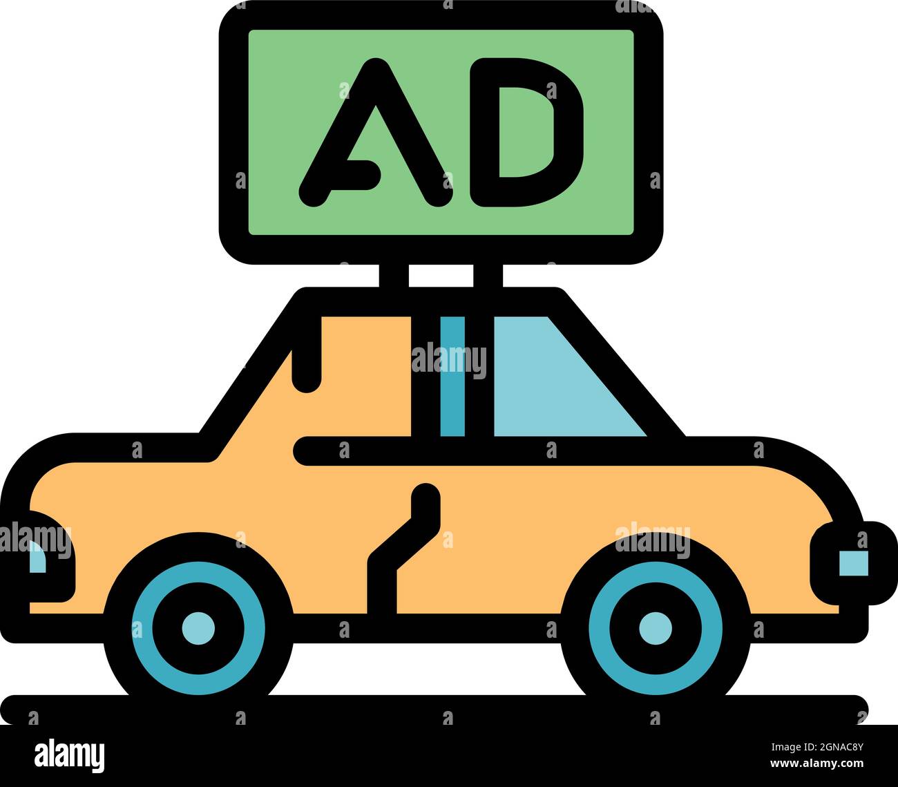 Advertising on the car roof icon. Outline advertising on the car roof ...