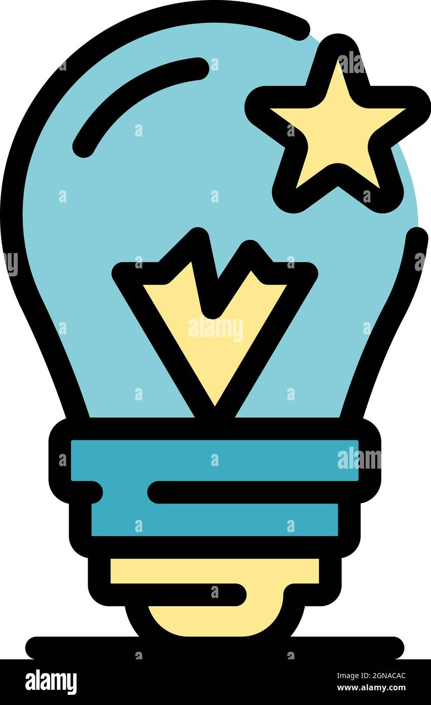 Light bulb with star icon. Outline light bulb with star vector icon ...