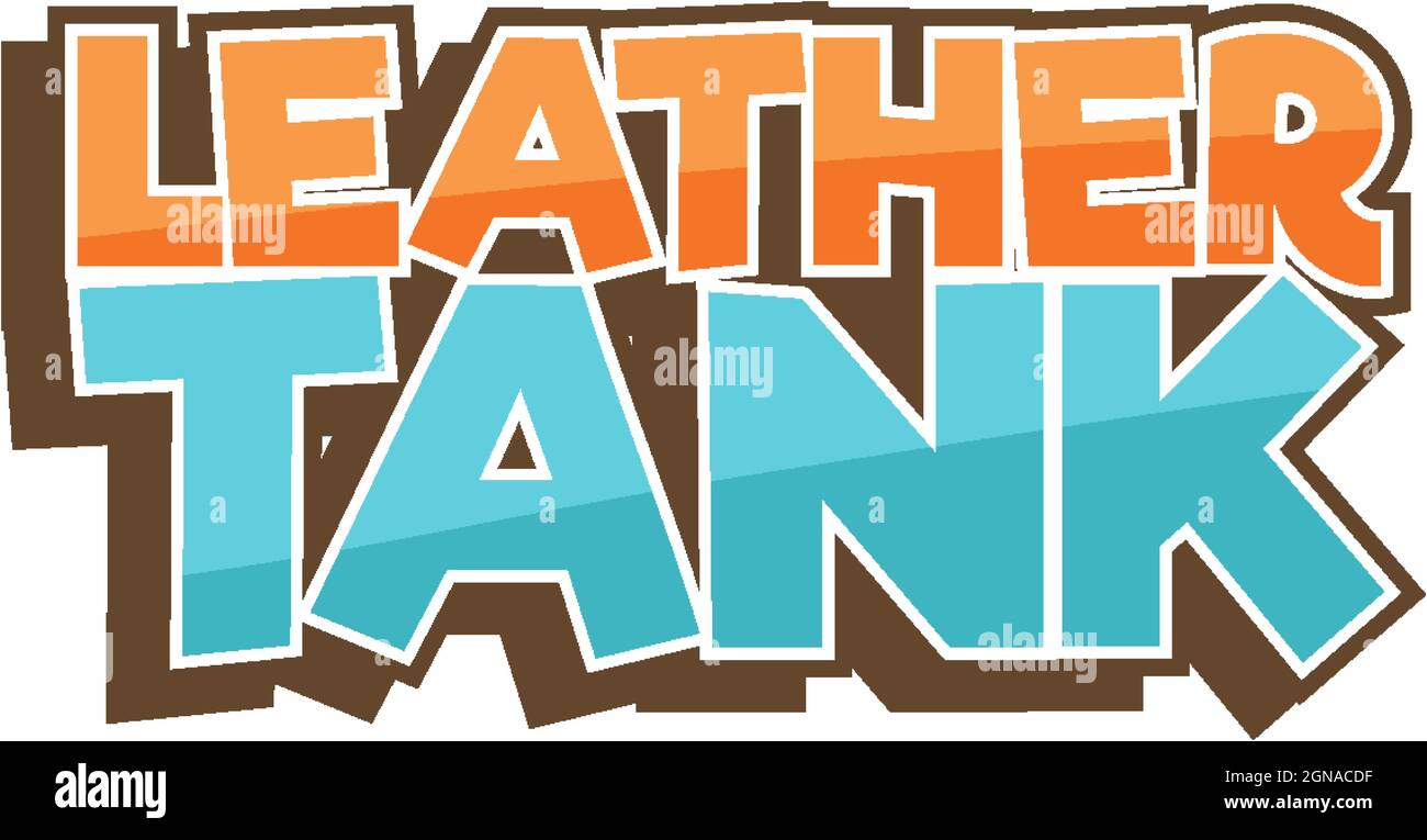 Leather Tank font design in cartoon style isolated on white background ...