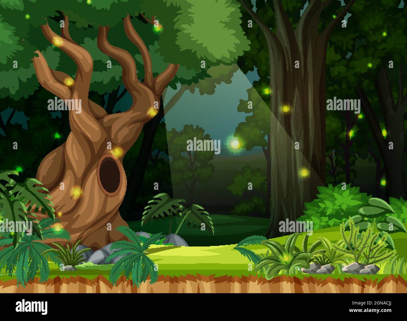 Enchanted forest landscape background illustration Stock Vector Image ...