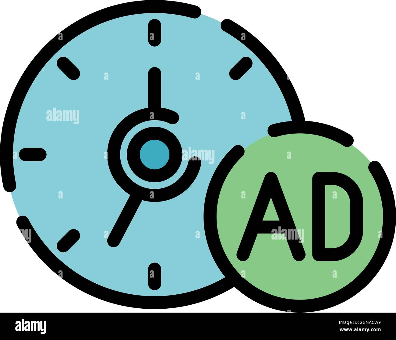 Advertising time icon. Outline advertising time vector icon color flat ...