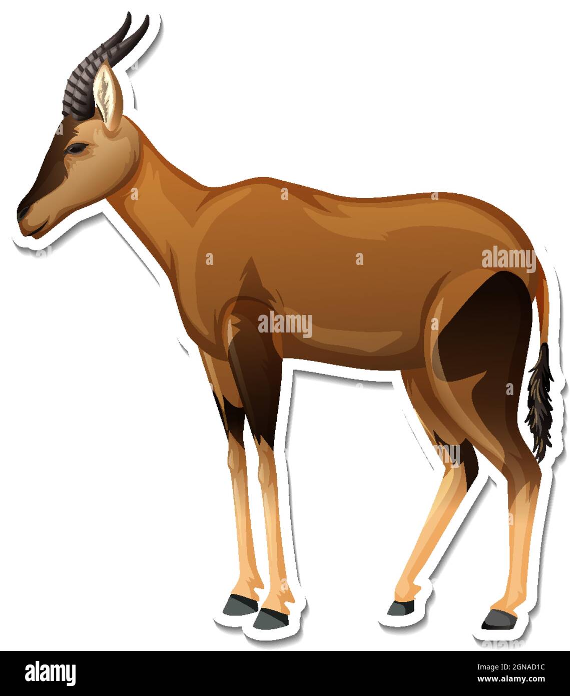A sticker template of antelope cartoon character illustration Stock ...