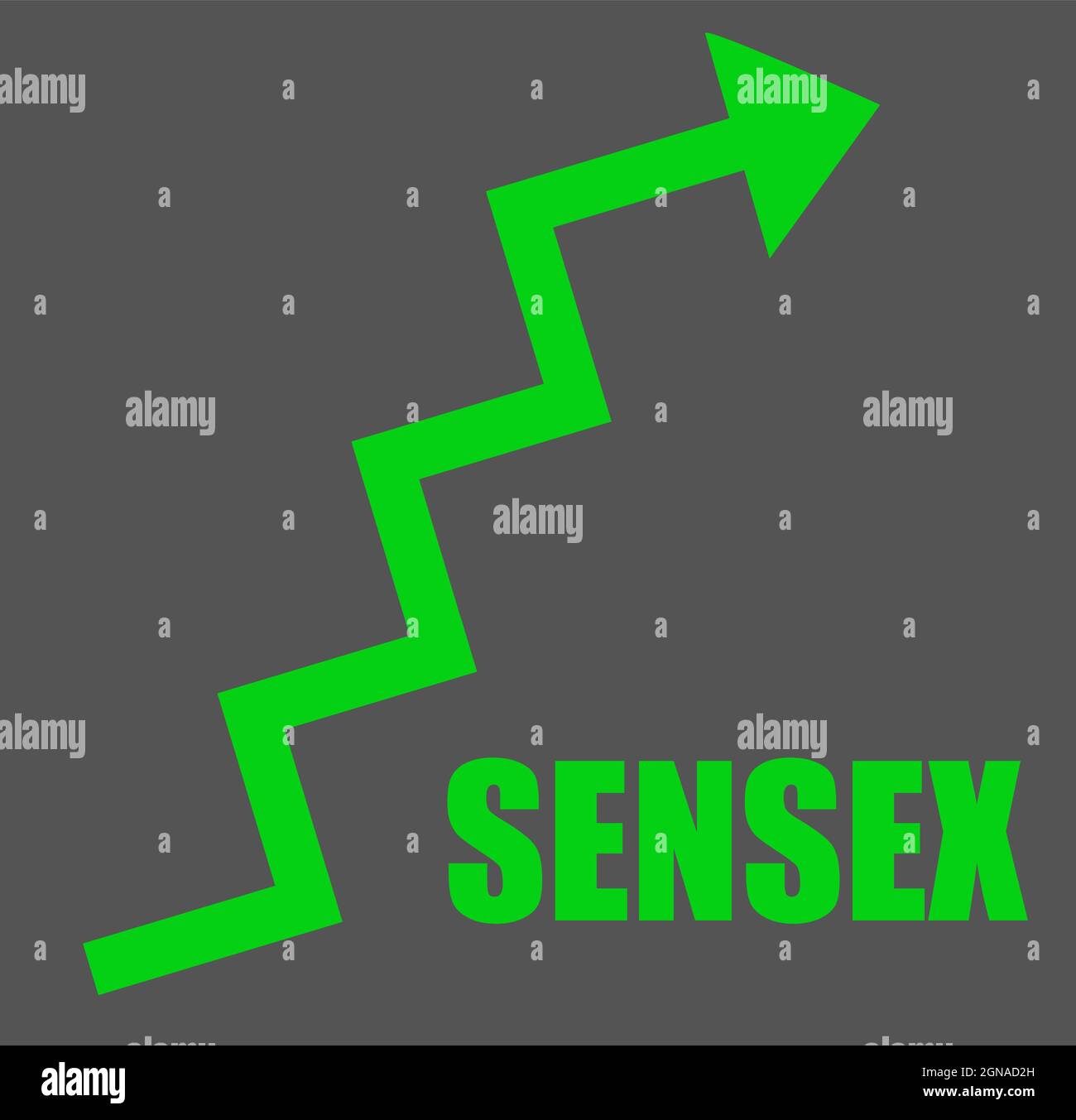 Indian Stock Market, Sensex rising text isolated on white background ...