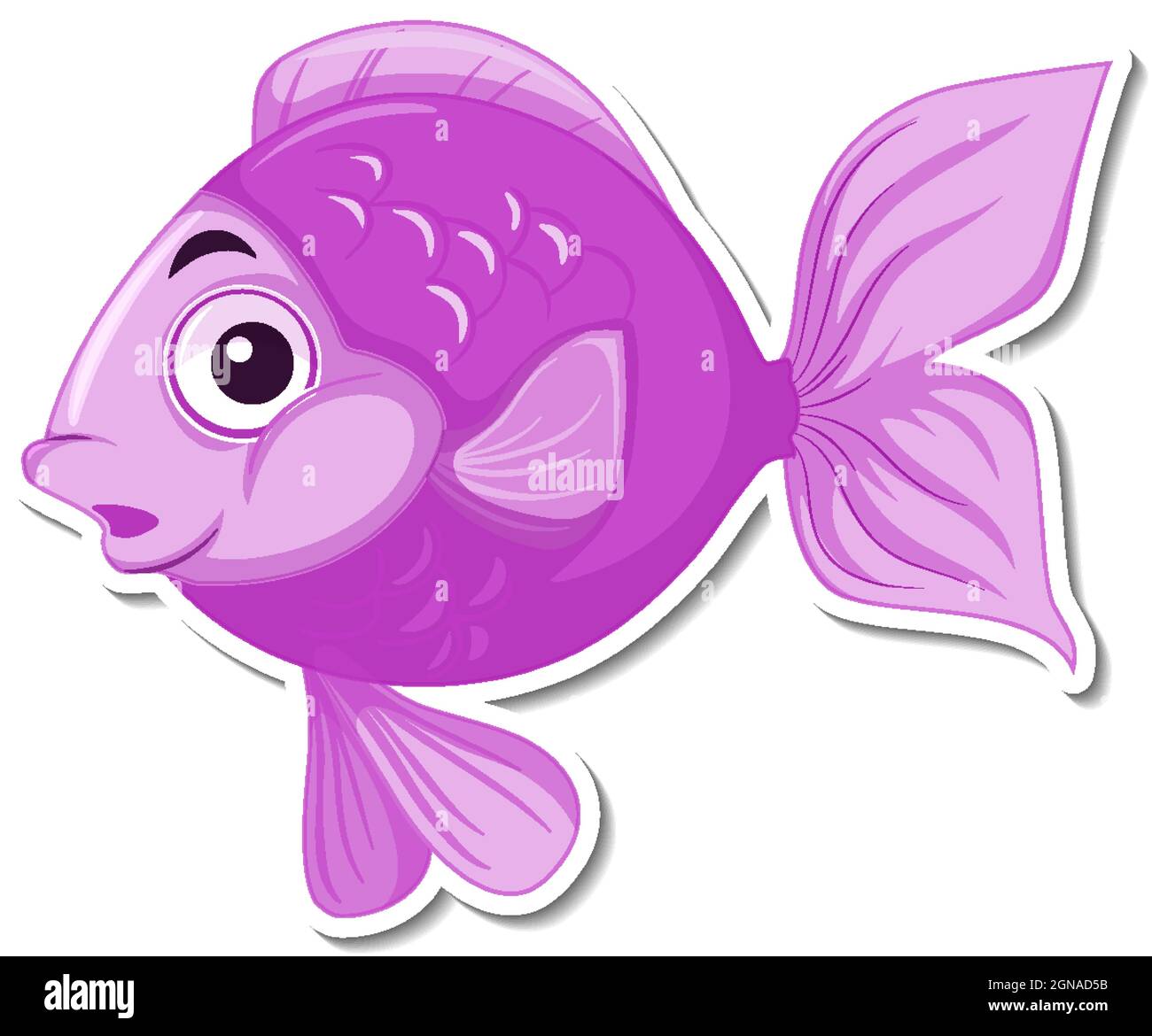 Cute fish sea animal cartoon sticker illustration Stock Vector Image ...
