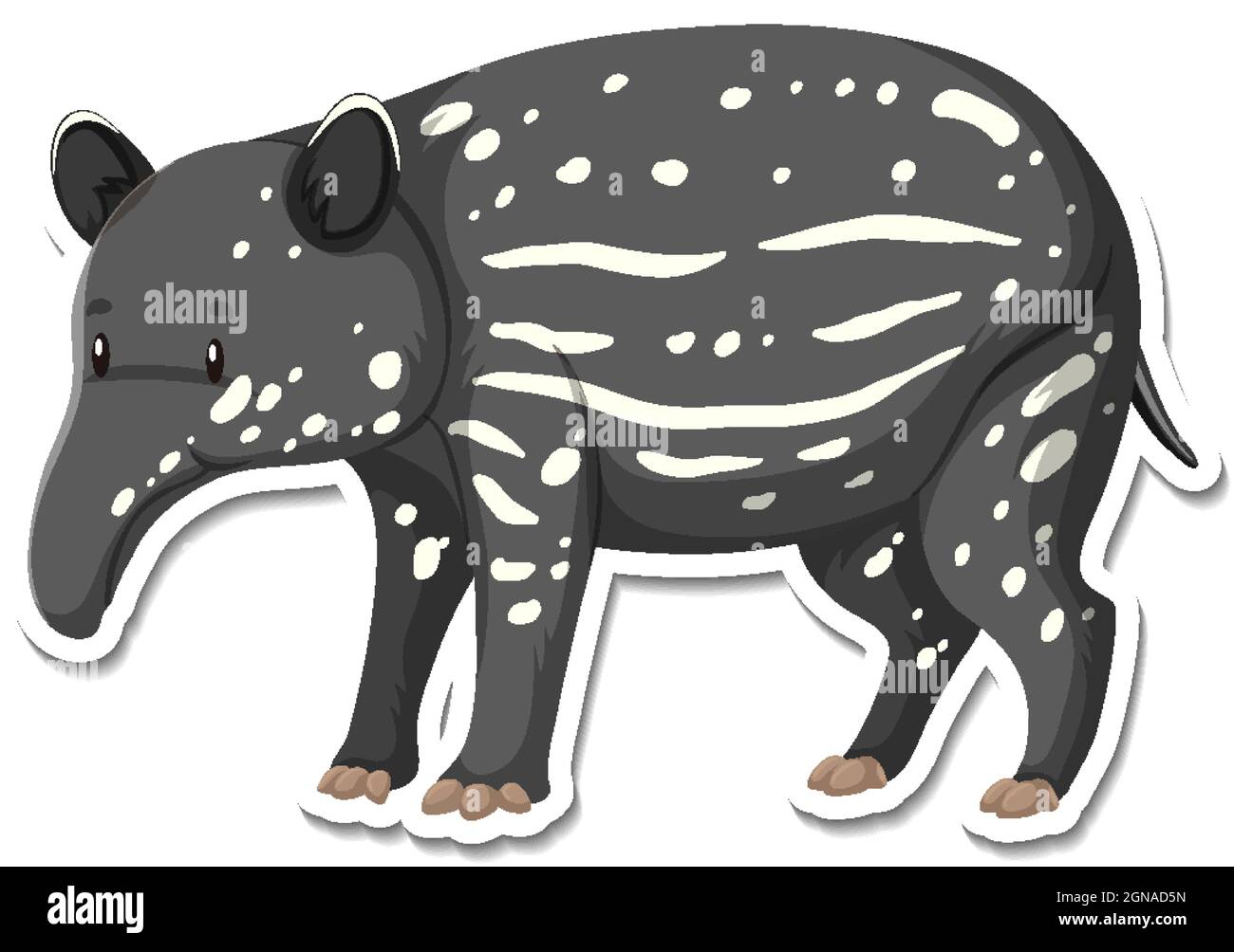 A sticker template of tapir cartoon character illustration Stock Vector ...