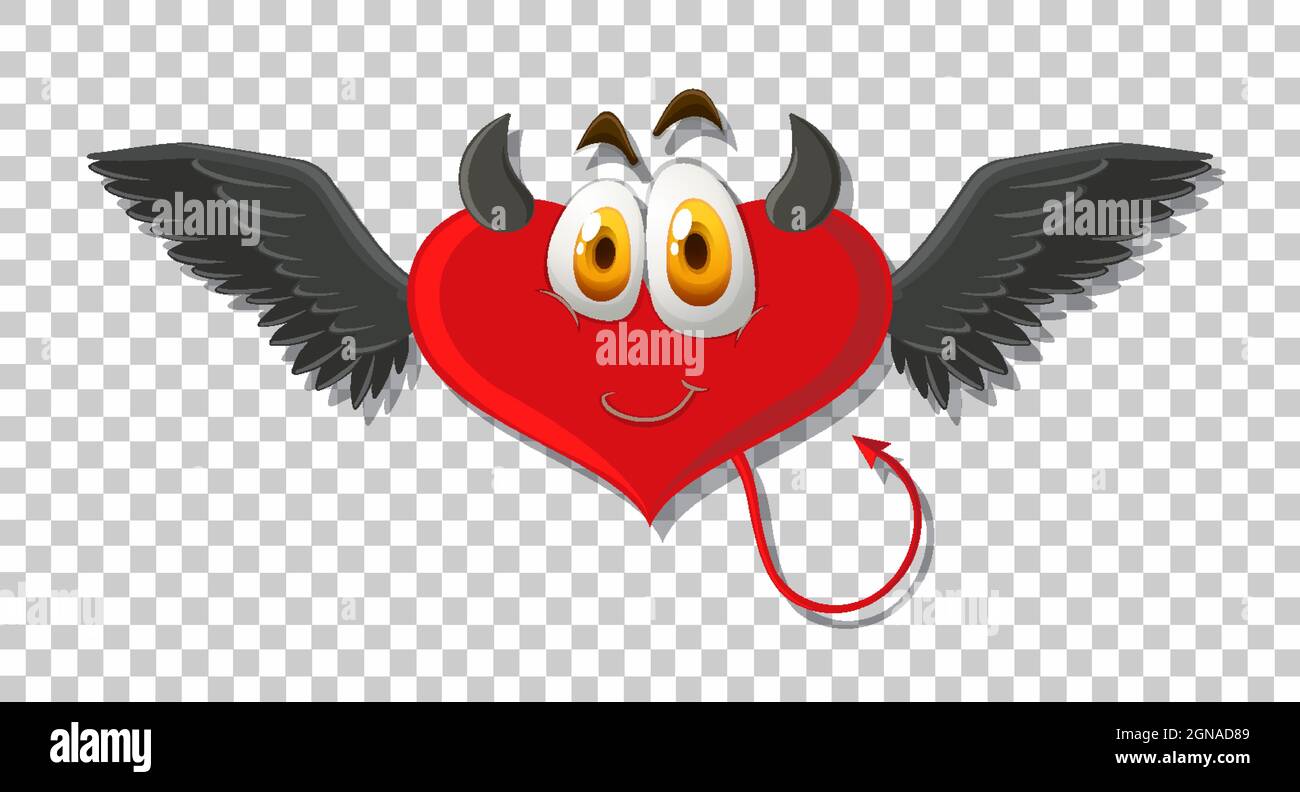 Heart shape devil with facial expression illustration Stock Vector ...
