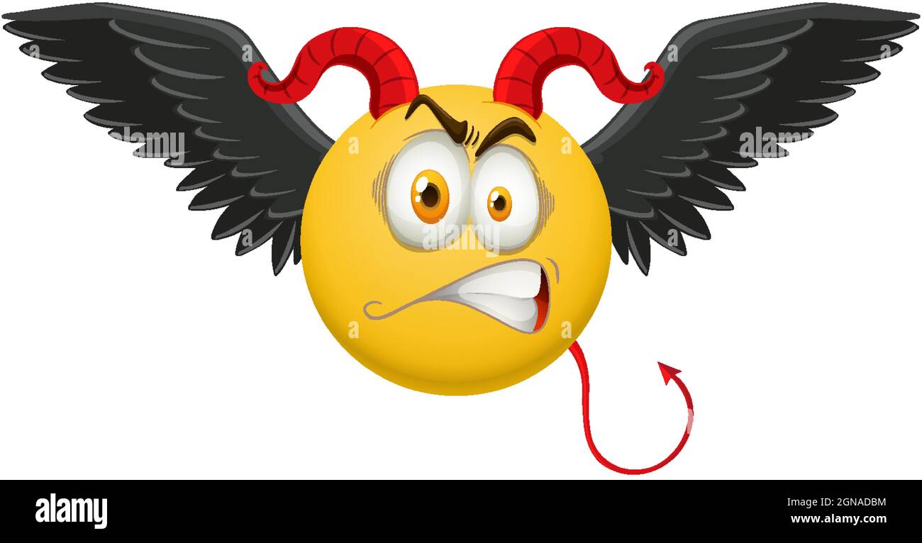 Devil emoticon with facial expression illustration Stock Vector Image ...