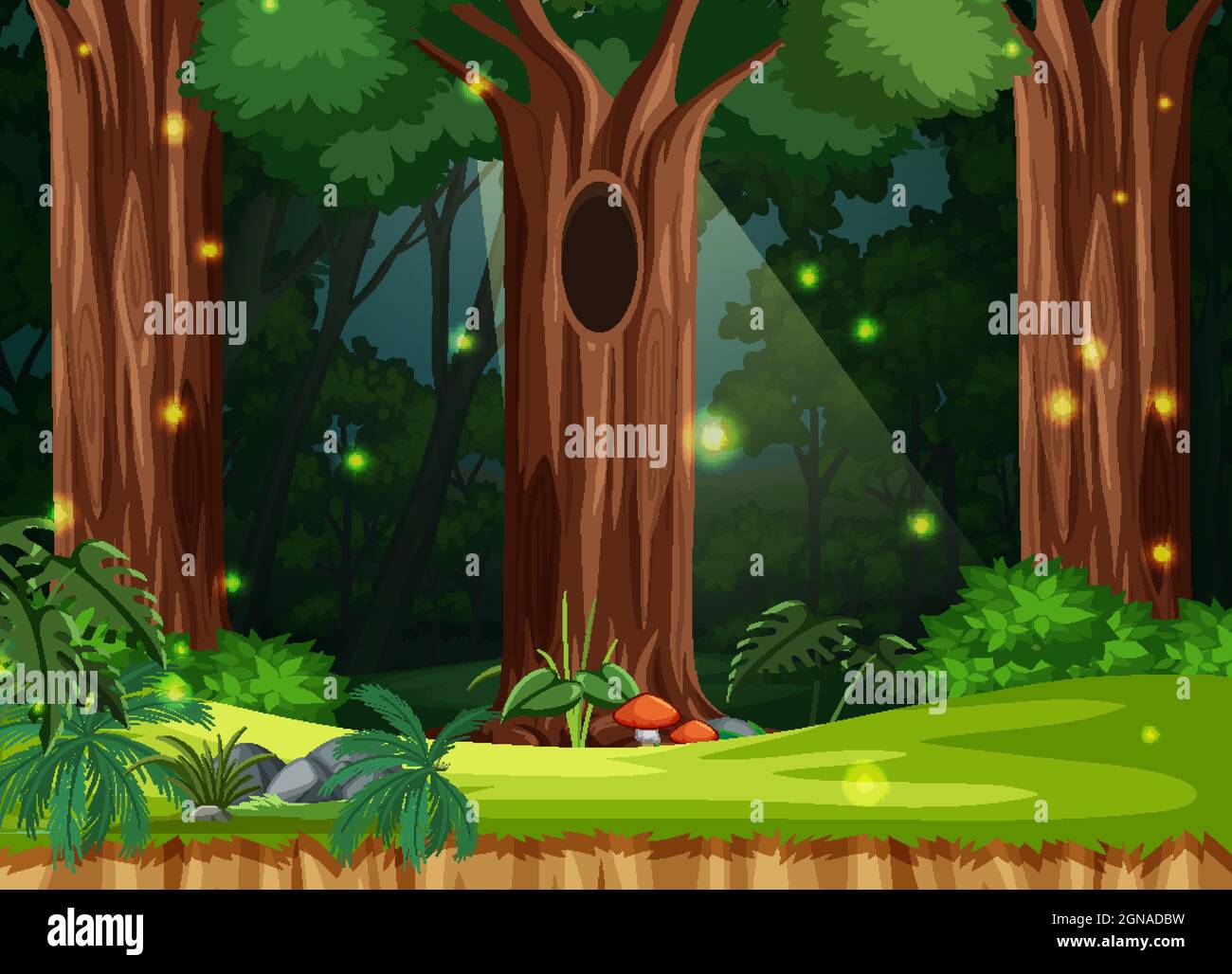 Enchanted forest landscape background illustration Stock Vector Image ...