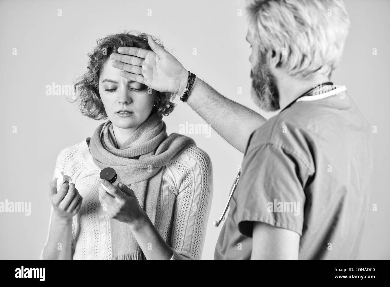 Medical check up. Doctor and patient at hospital. Instruction taking ...