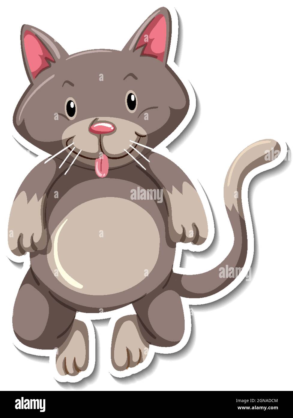 A sticker template of cat cartoon character illustration Stock Vector ...