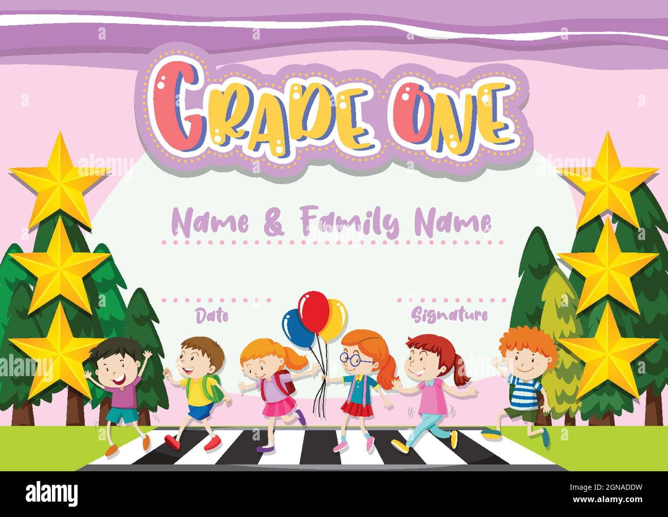 Grade one diploma certificate template illustration Stock Vector Image ...