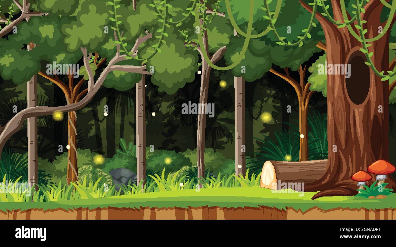 Enchanted forest landscape background illustration Stock Vector Image ...