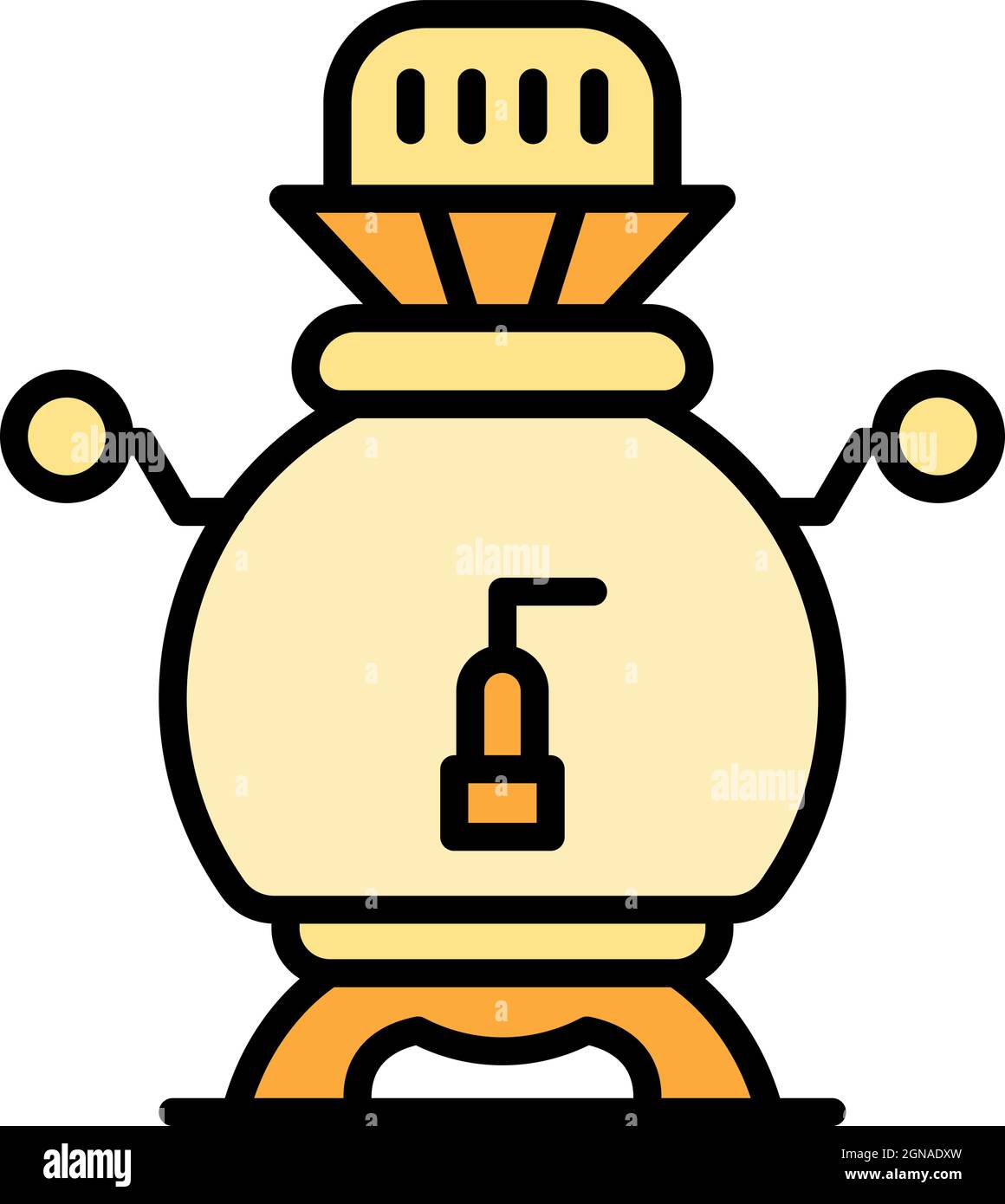 Silver samovar icon. Outline silver samovar vector icon color flat ...