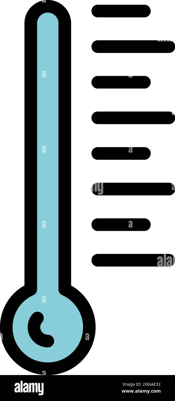 Thermometer icon. Outline thermometer vector icon color flat isolated ...