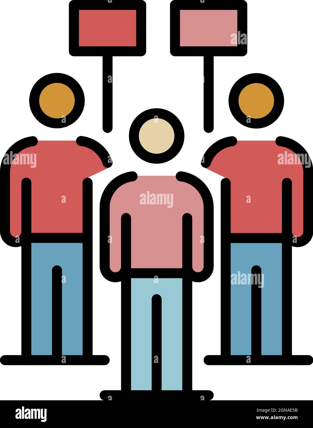 Protest people icon. Outline protest people vector icon color flat ...