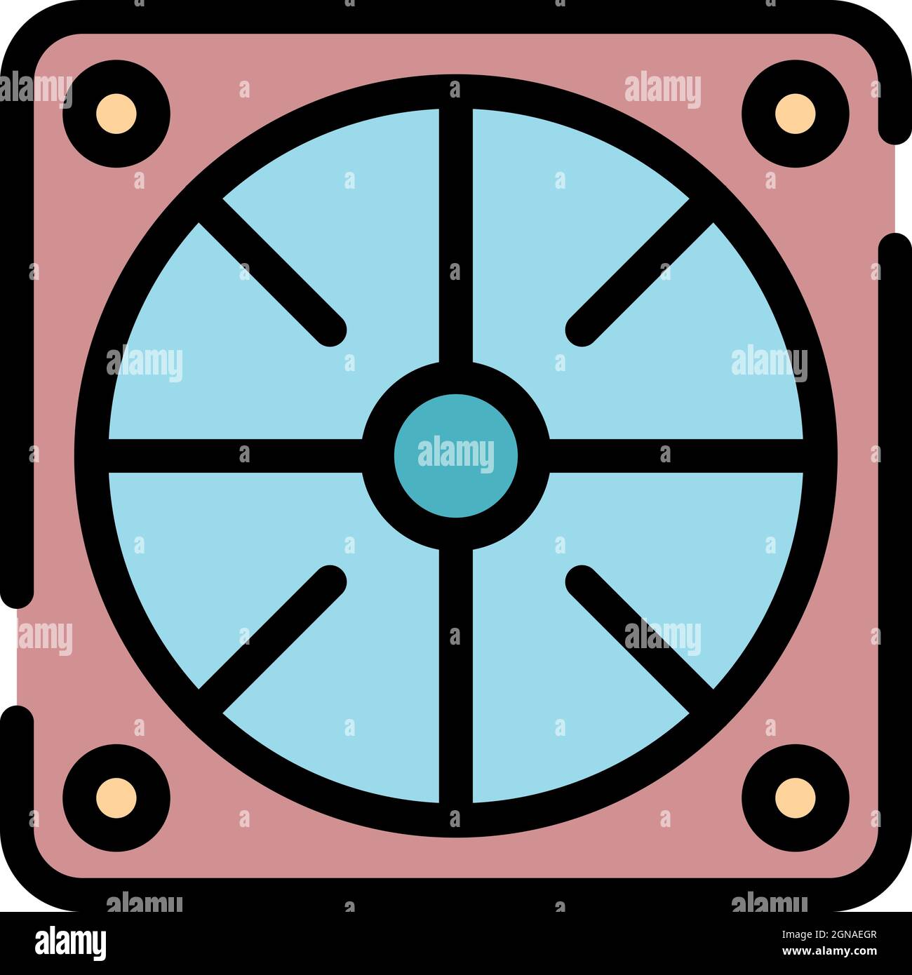 Computer cooler icon. Outline computer cooler vector icon color flat ...