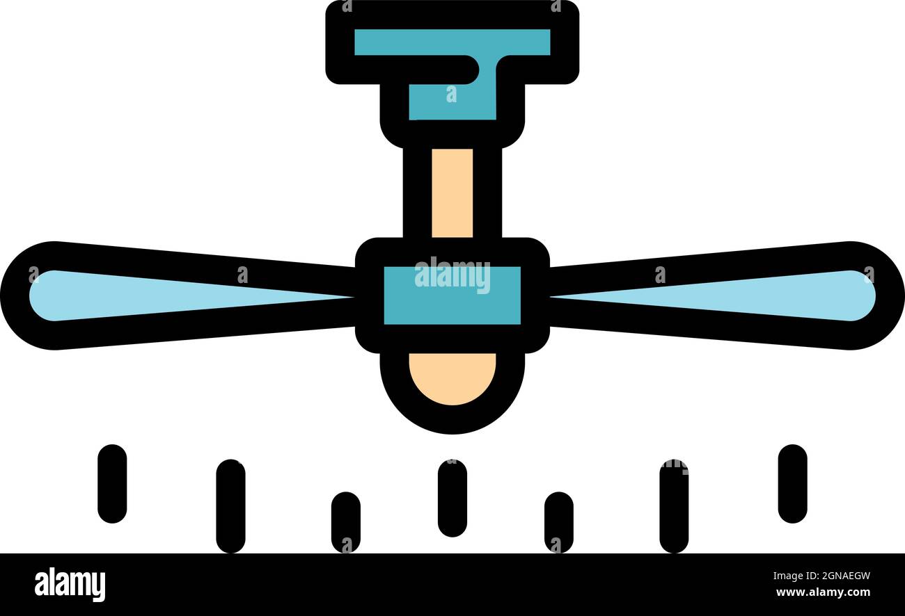 Ceiling fan icon. Outline ceiling fan vector icon color flat isolated ...