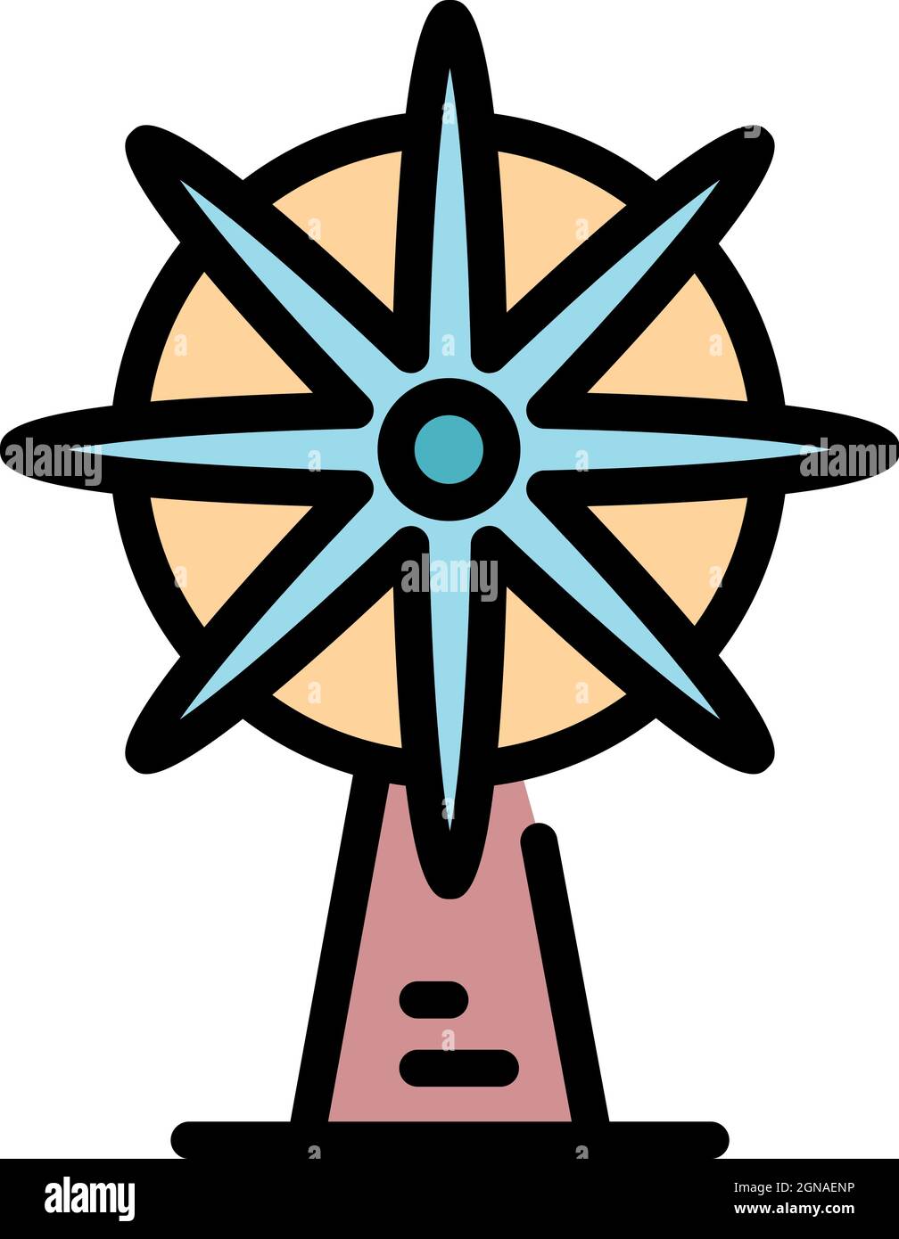 Rotating table fan icon. Outline rotating table fan vector icon color ...
