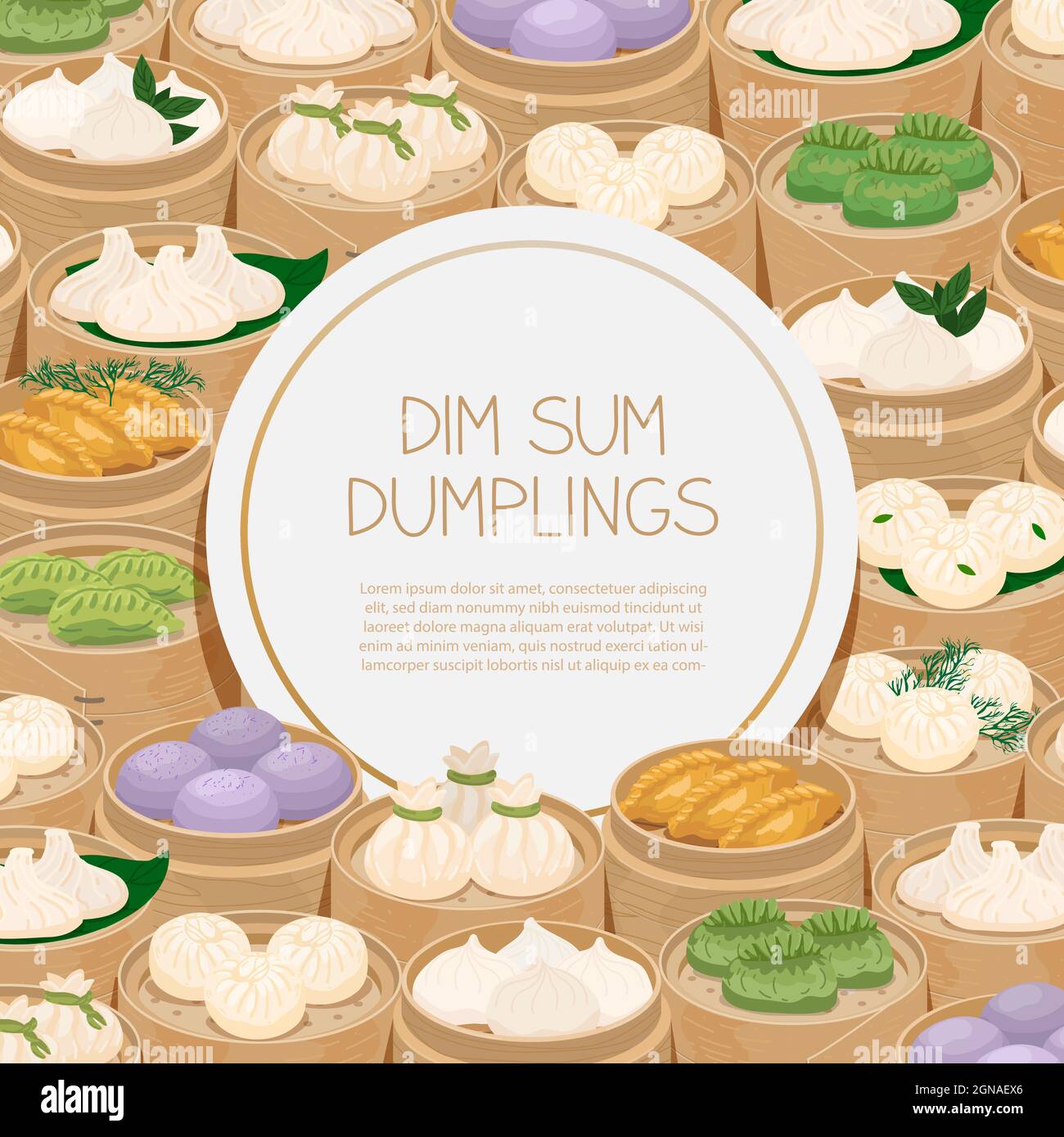 Steamed dumplings dim sum or momo in bamboo steamer baskets template ...