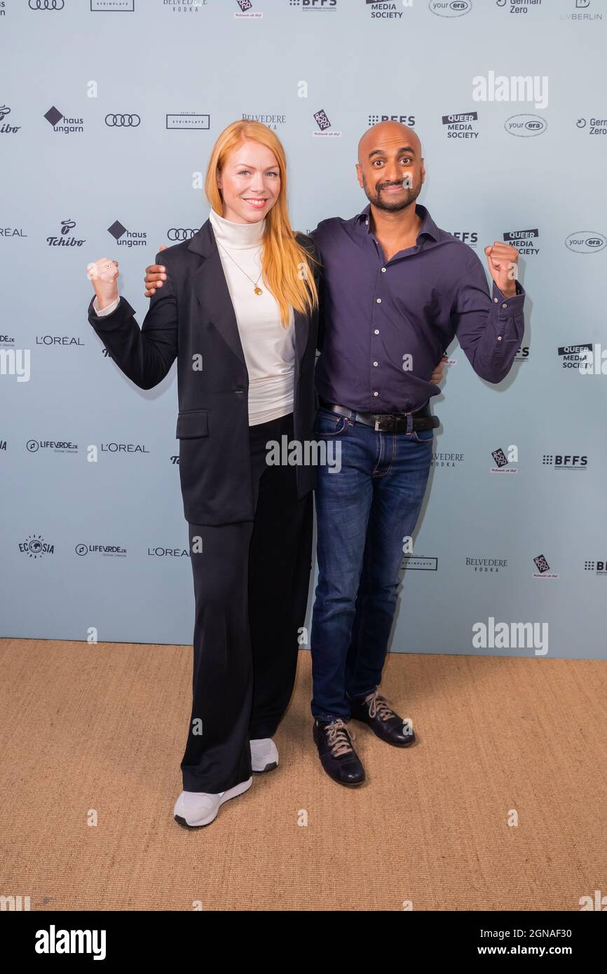 Berlin, Germany. 23rd Sep, 2021. Esther Roling, actress, and Murali ...