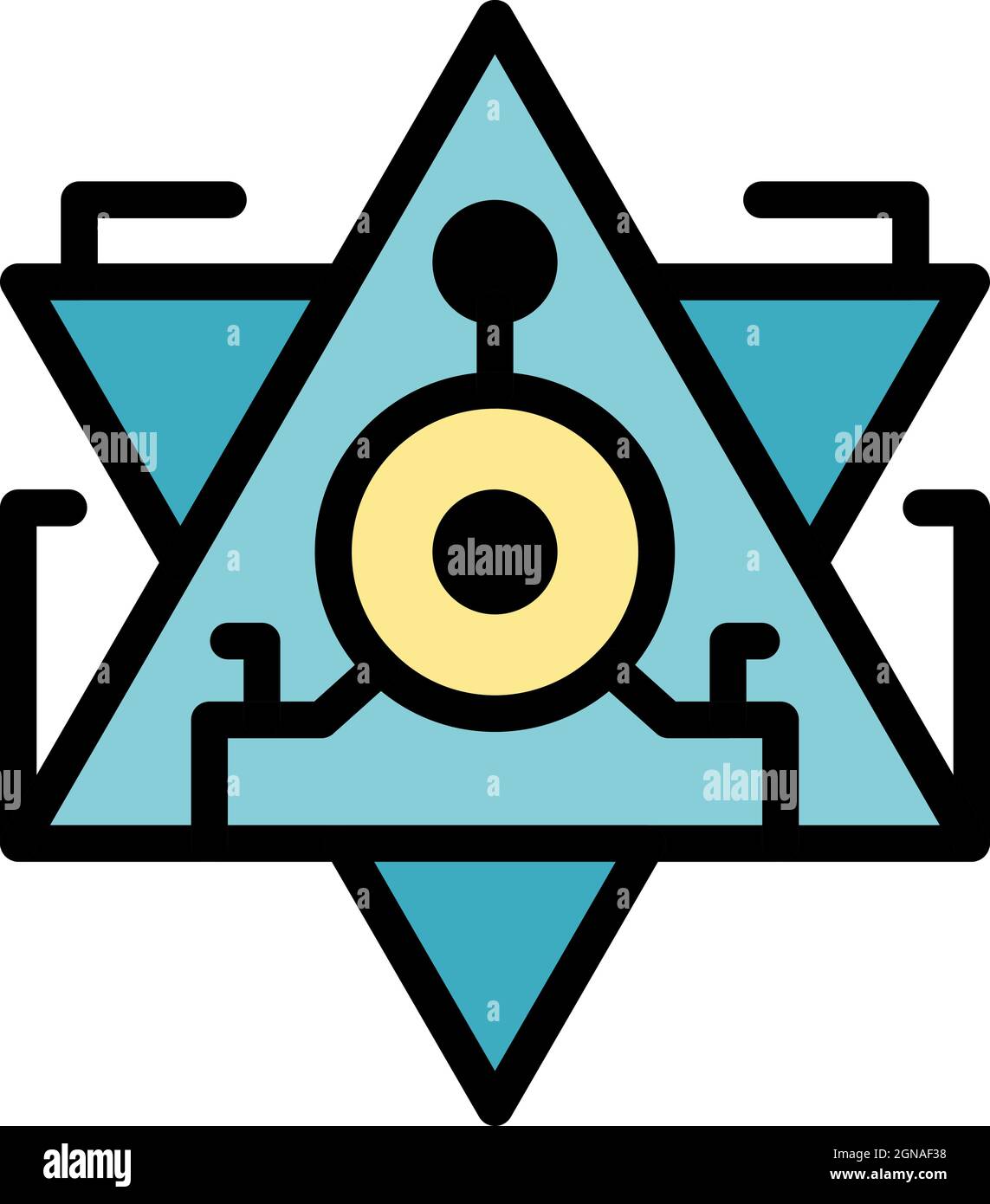 Pyramid alchemy icon. Outline pyramid alchemy vector icon color flat ...