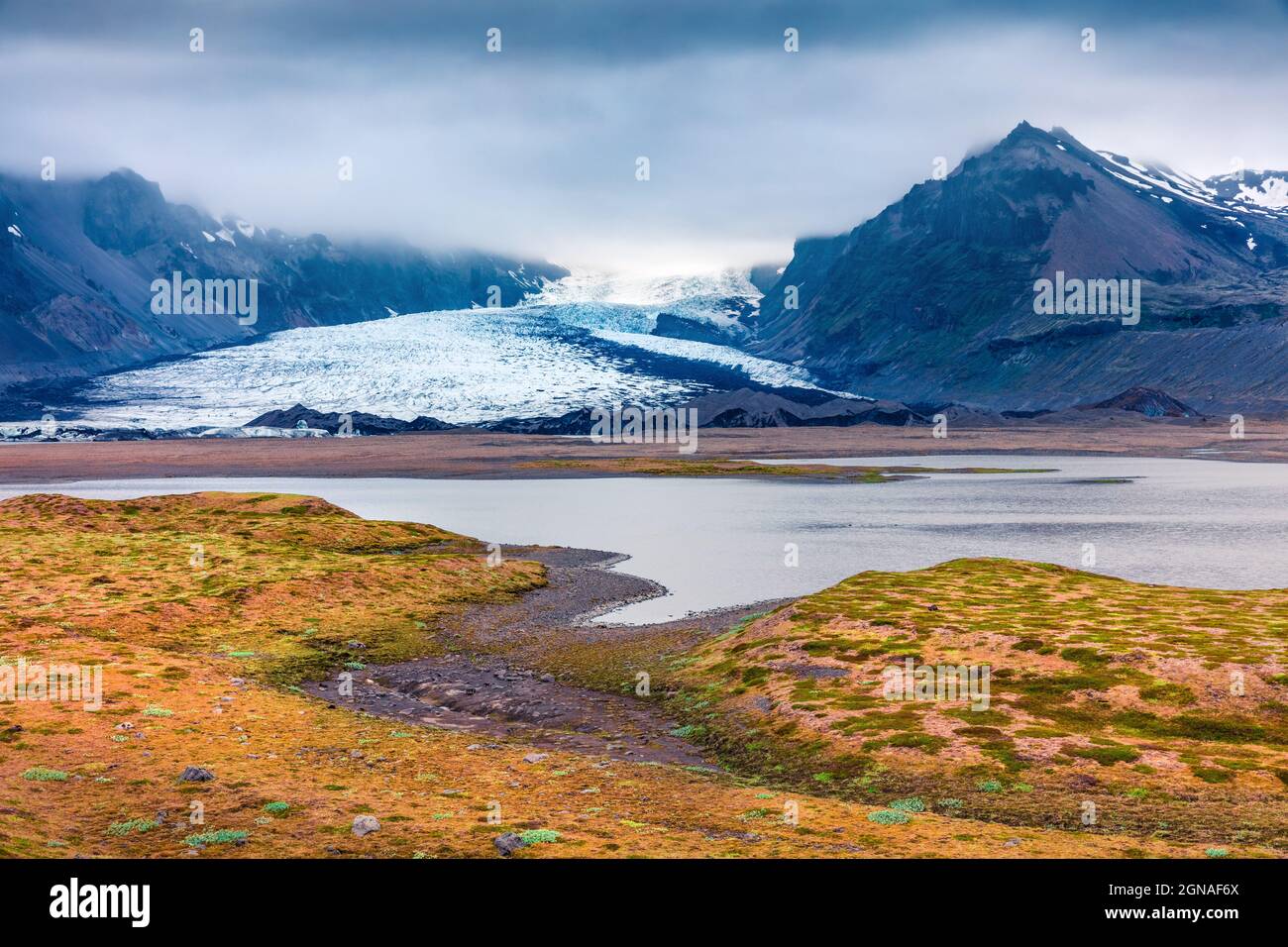 Melting ice from Vatnajokull glacier. Dramatic summer scene in ...