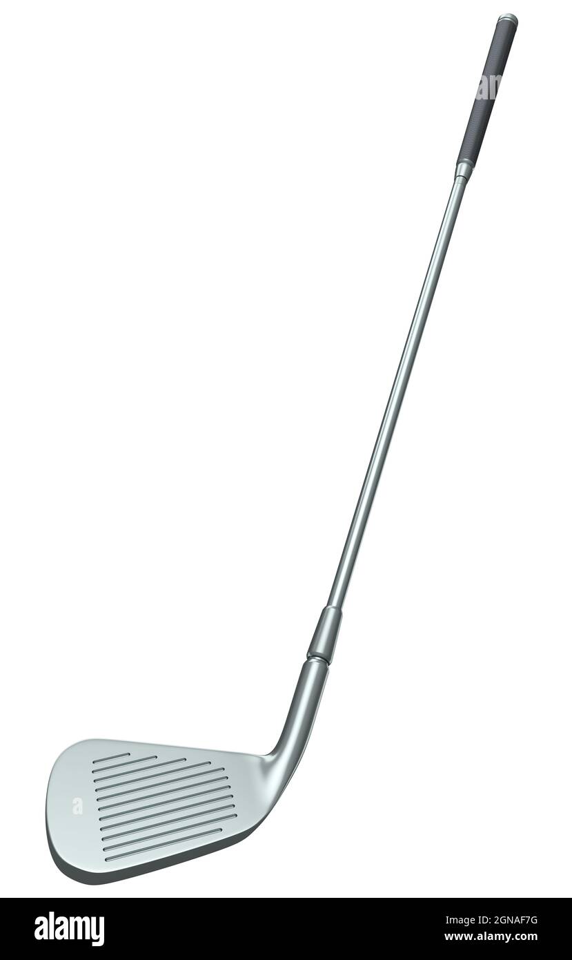 Silver golf club isolated on white background. 3d rendering of sport ...