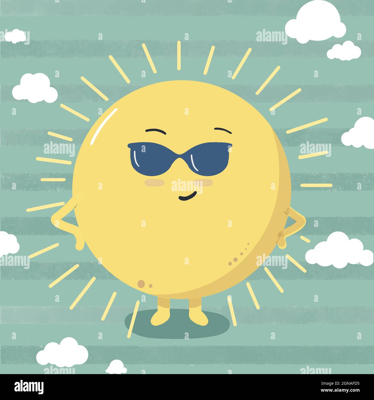 Cute sun wearing sunglasses on summer day. Stylish summer sun. Vector ...