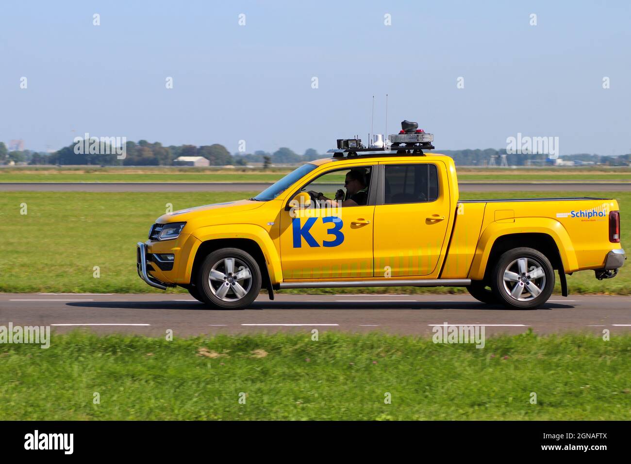 K3 bird control vehicle at Amsterdam Schiphol Airport in the ...