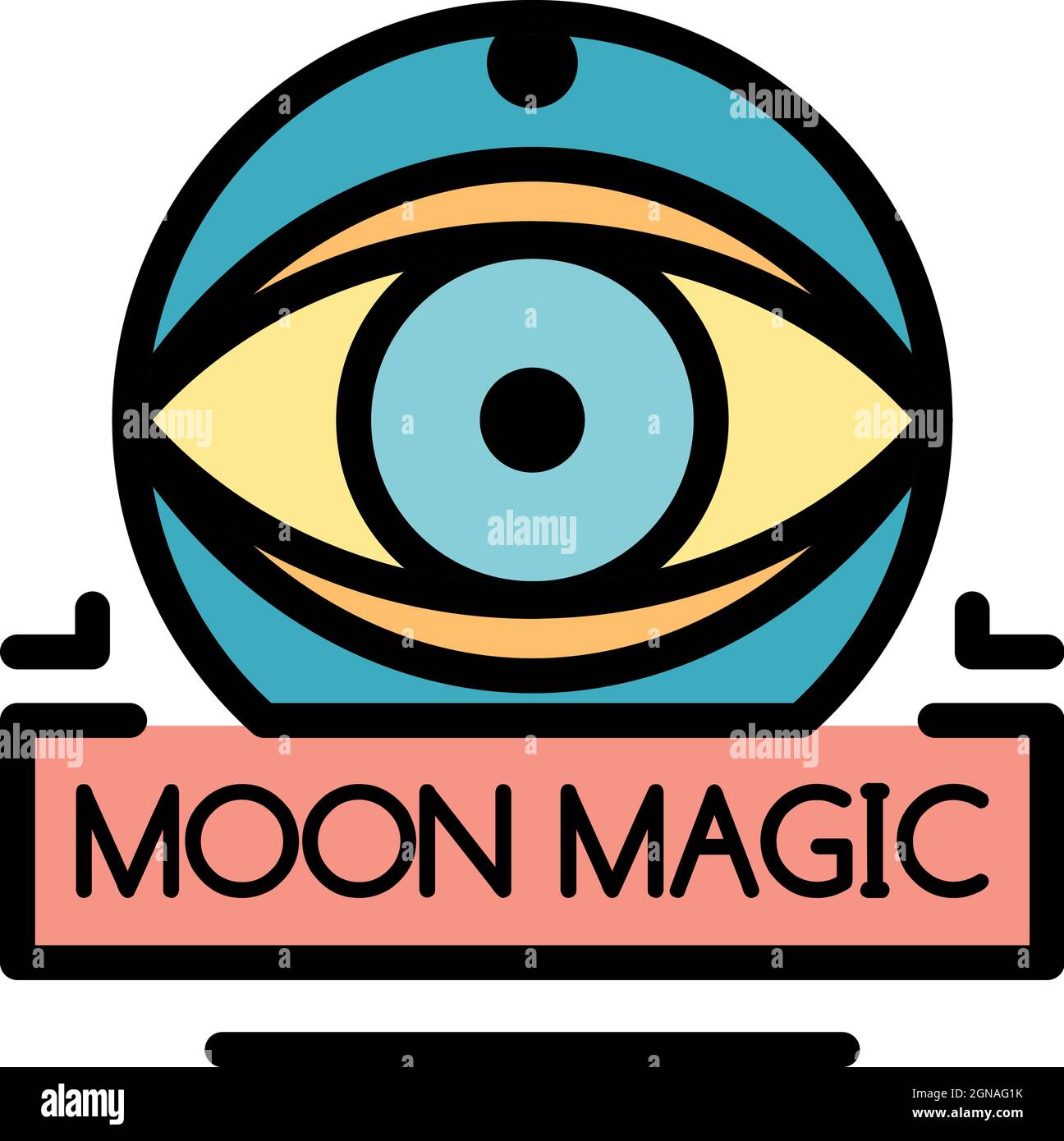 Moon magic icon. Outline moon magic vector icon color flat isolated ...