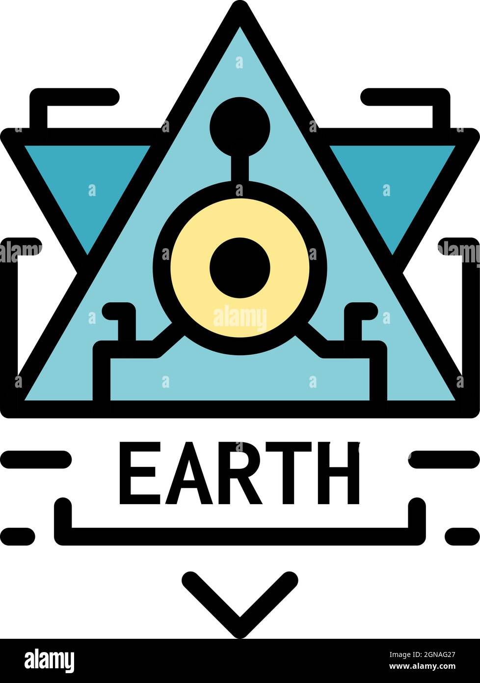 Earth alchemy icon. Outline earth alchemy vector icon color flat ...