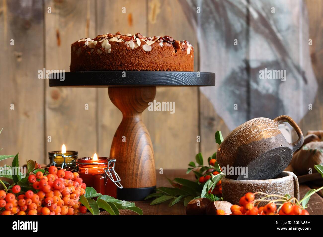 still life chocolate cake with nuts Stock Photo - Alamy