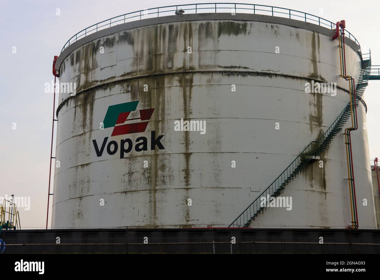 Oil and chemical storage tanks of Vopak in Rotterdam harbor in the ...