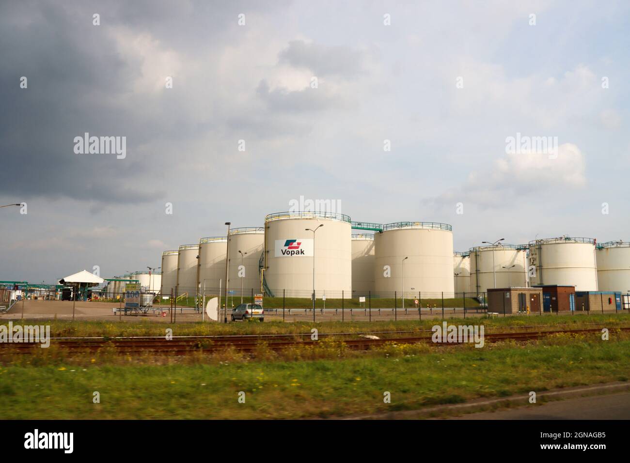 Oil and chemical storage tanks of Vopak in Rotterdam harbor in the ...
