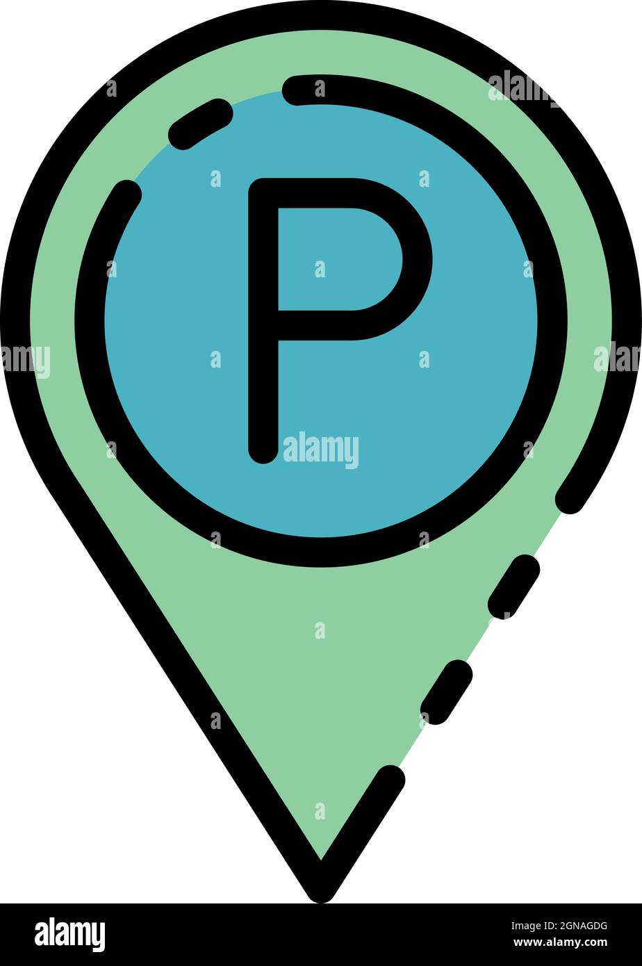 Parking pin map icon. Outline parking pin map vector icon color flat ...