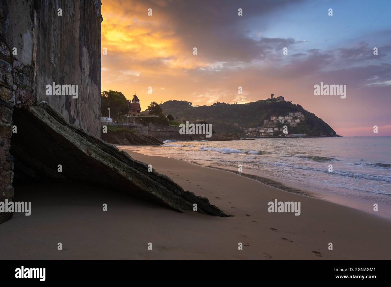 Sunset from La Concha beach, Donostia-San Sebastian, Basque Country ...