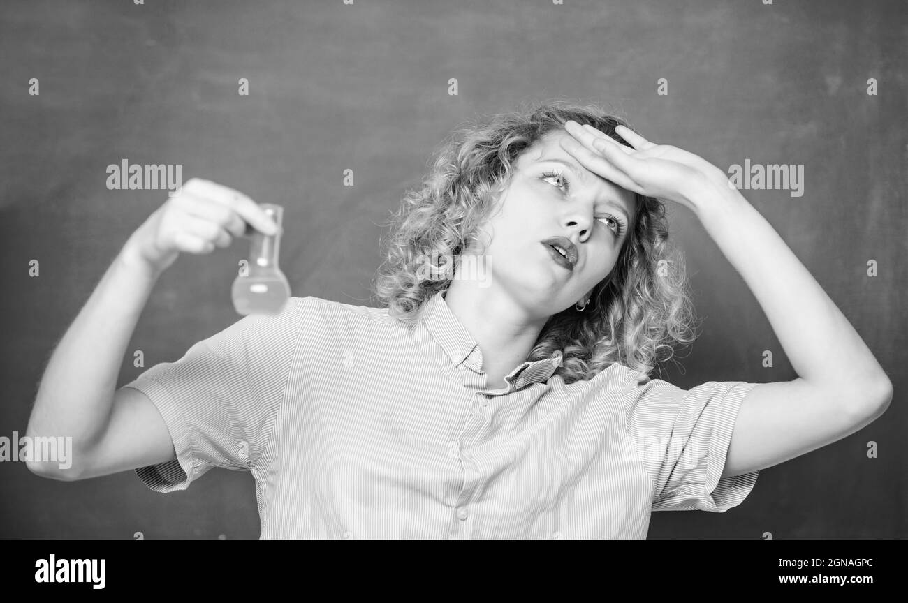 Disgusting experiment. College student performing chemical reaction ...