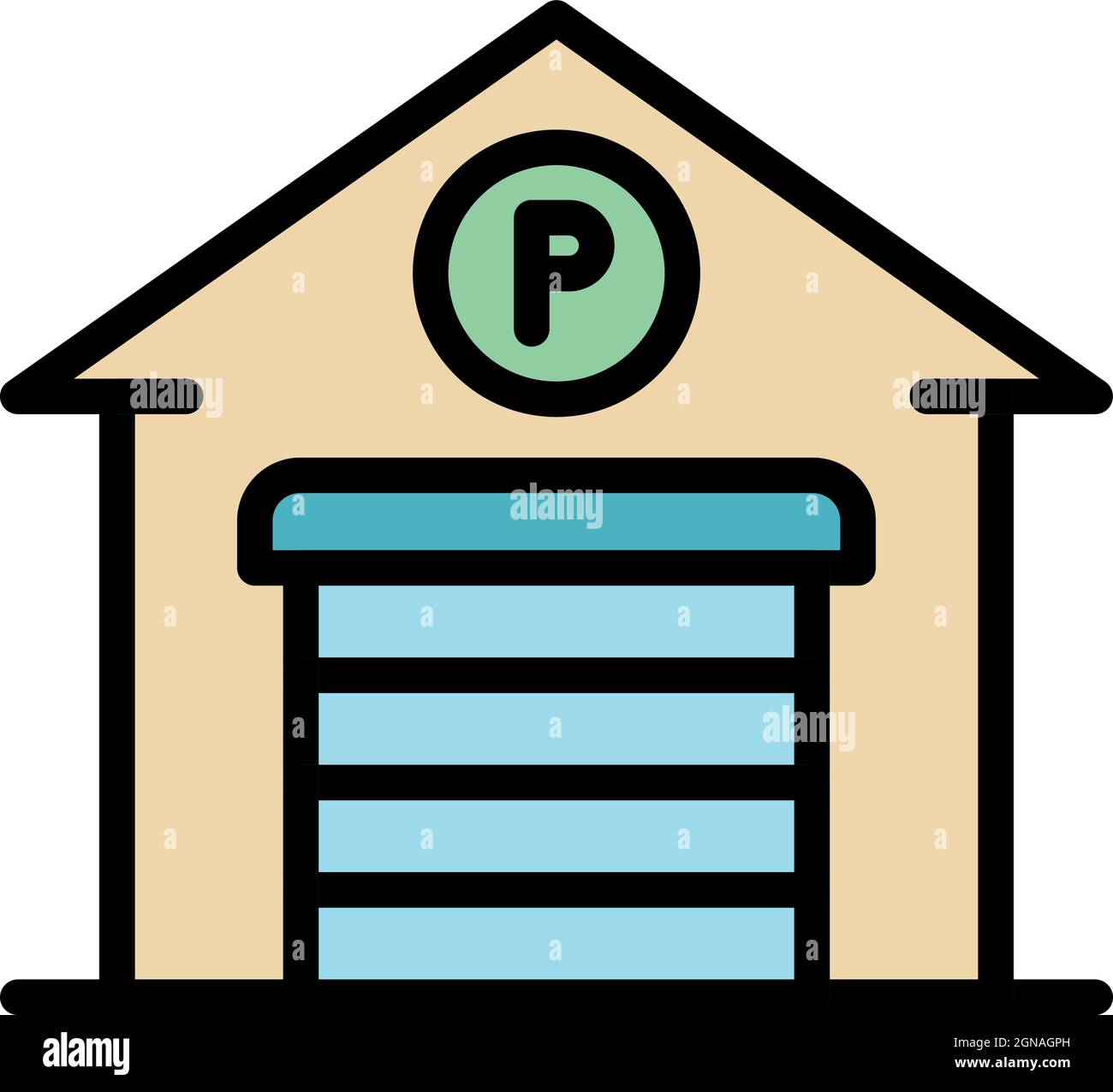 Garage parking icon. Outline garage parking vector icon color flat ...